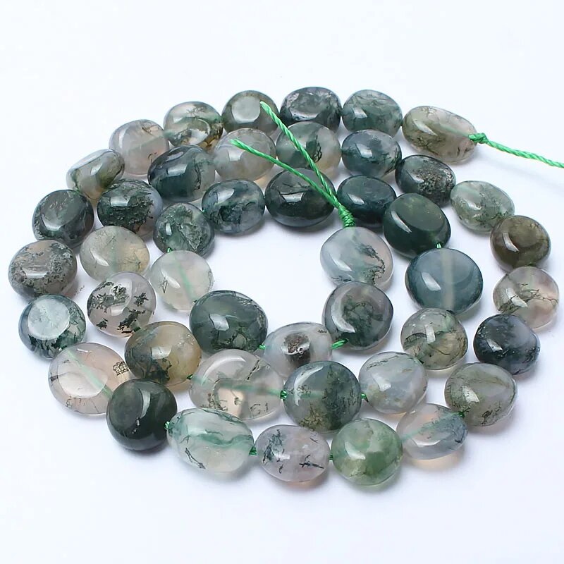 Бусины из апатита, морганита, аквамарина GMB724 Изумрудный, moss agate