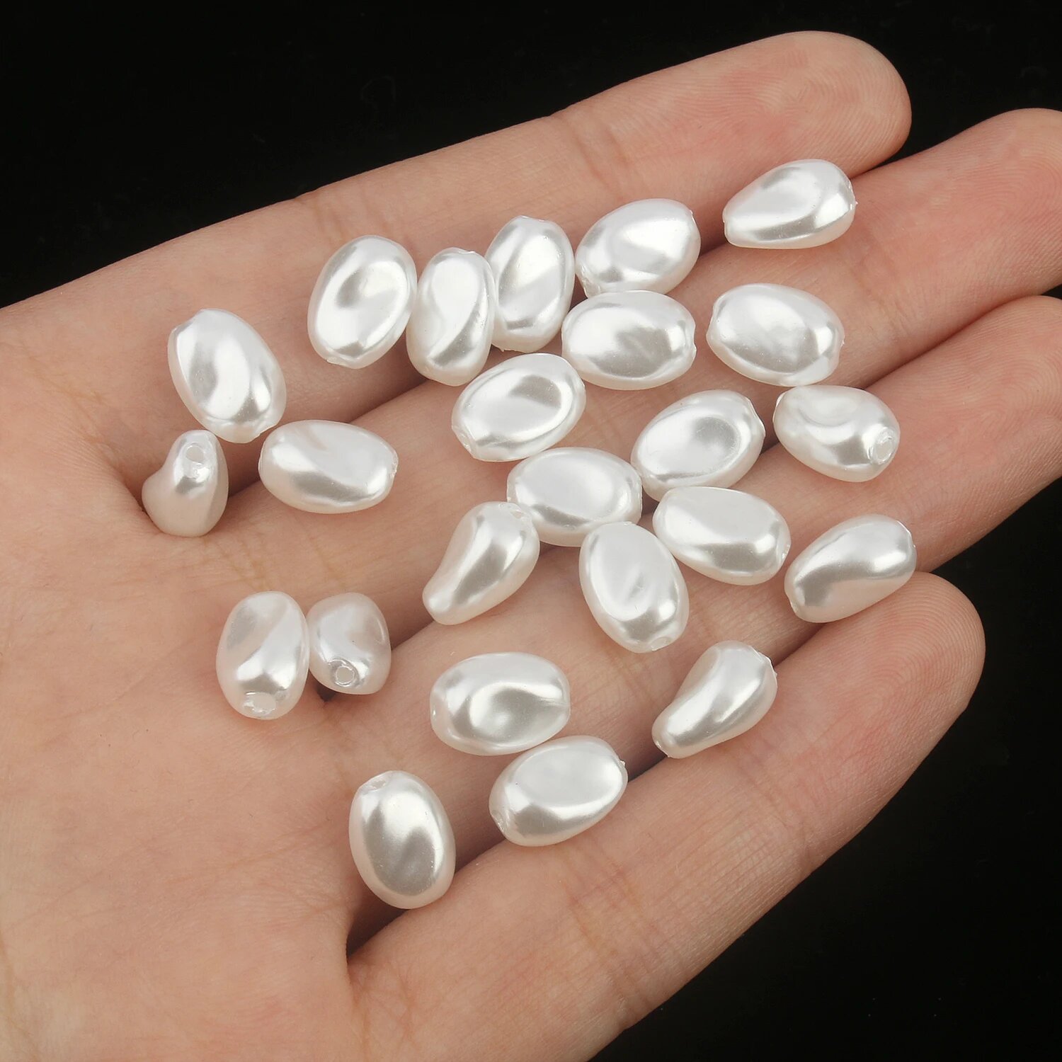 Белые жемчужные бусины 10x7x6mm, 50шт