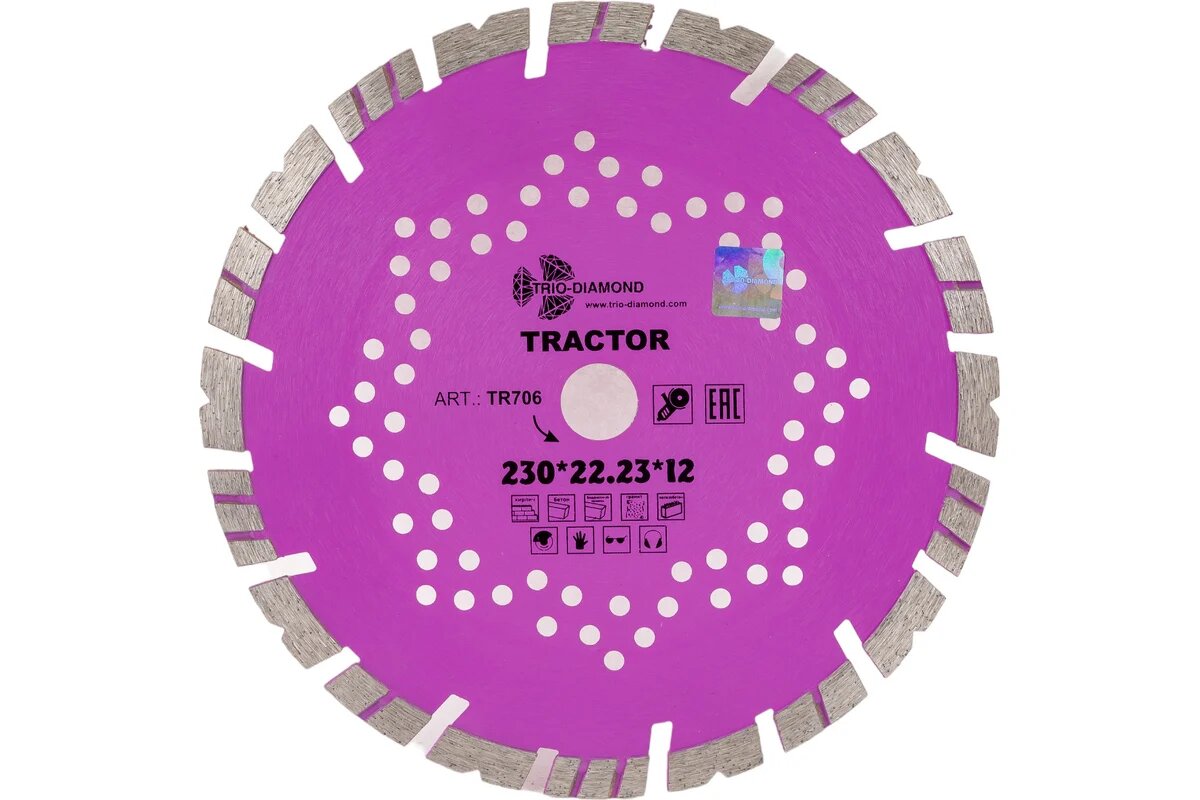 Диск алмазный отрезной Tractor TRIO-DIAMOND TR706 230х22.2х12 мм для резки металла и камня