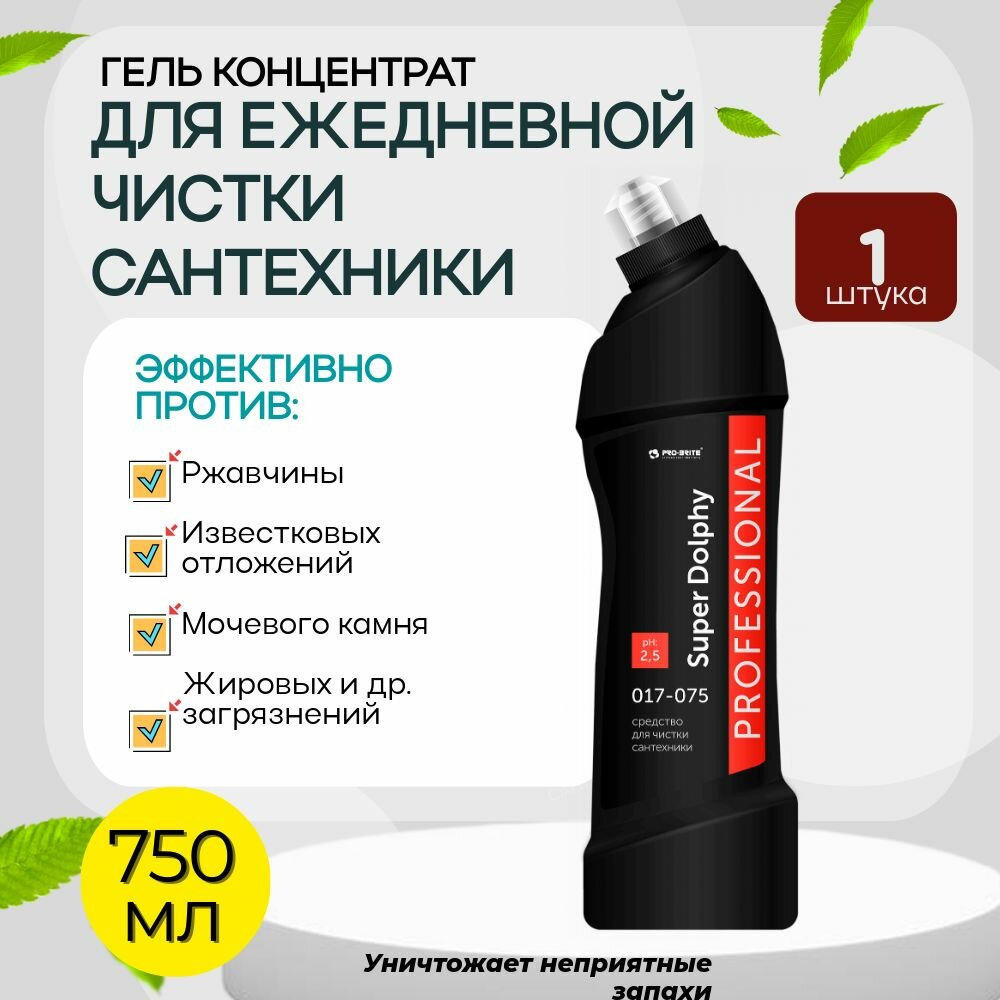 Гель от ржавчины и известкового налета SUPER DOLPHY Pro-brite для туалета, антиржавчина для унитаза