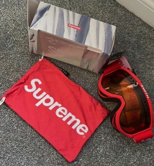 Мотоочки Supreme x Smith, Cariboo, красные, мужские, One size