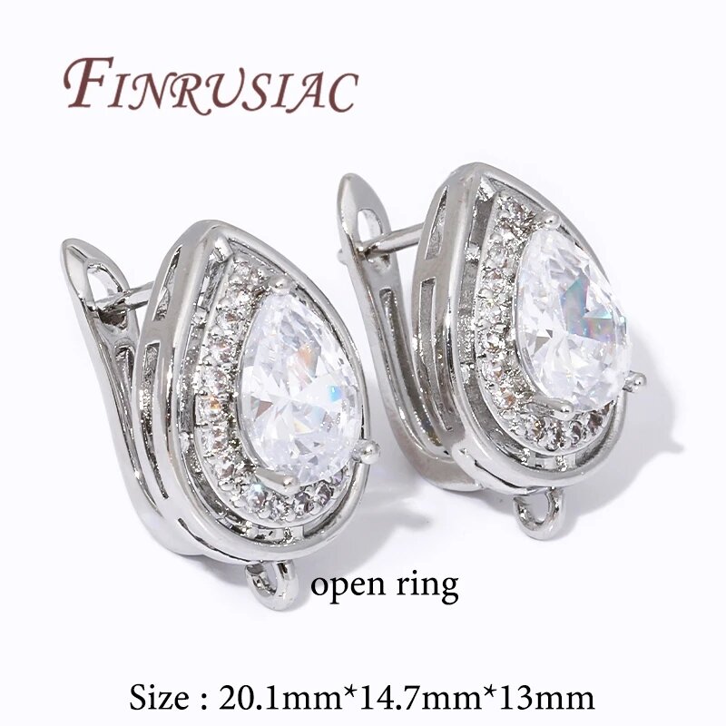 Сережки-крючки FINRUSIAC, Rhodium Plated, 20.1x14.7x13 мм