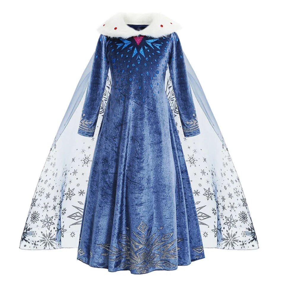 Платье Эльзы DreamParty для девочек 9-10T-tag 150, Темно-синий, Dress1