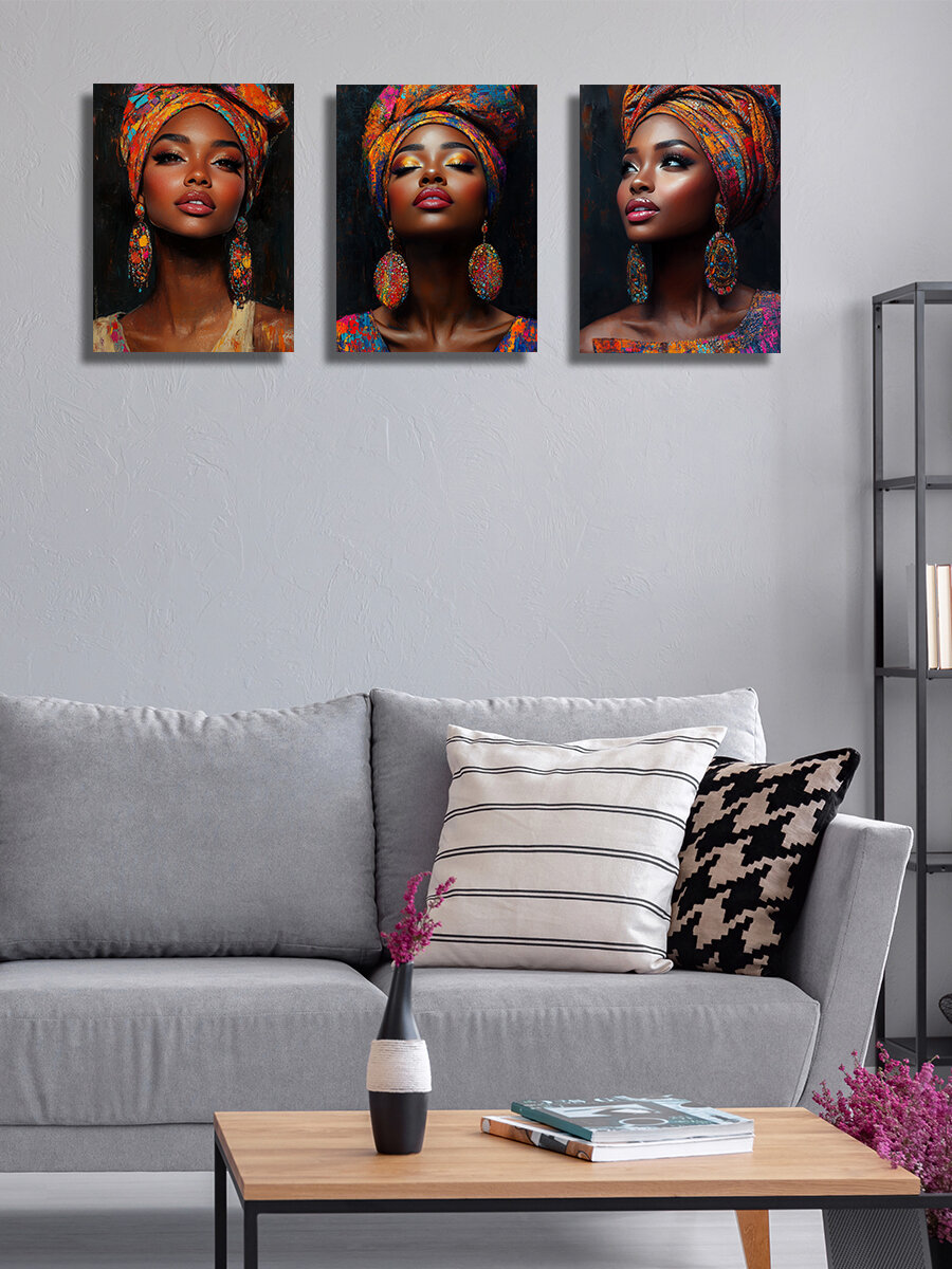 Комплект картин на холсте LOFTime 3 шт 30Х40 Африканские девушки масло К-1152-3040