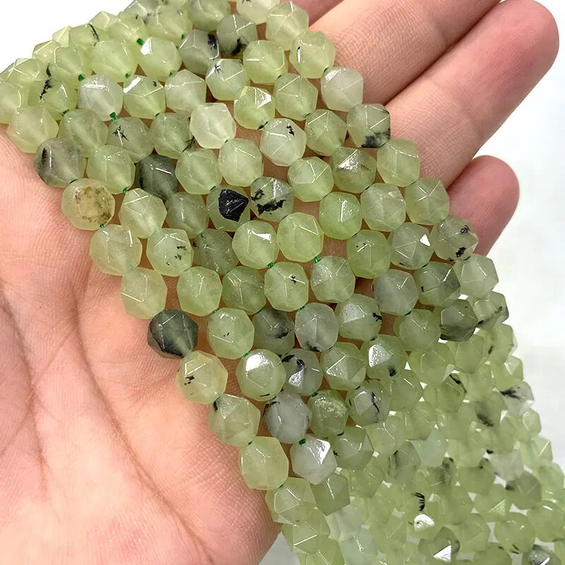 Бусины из агата, халцедона и нефрита LUOMAN XIARI Изумрудный, 6mm, prehnite chalcedony