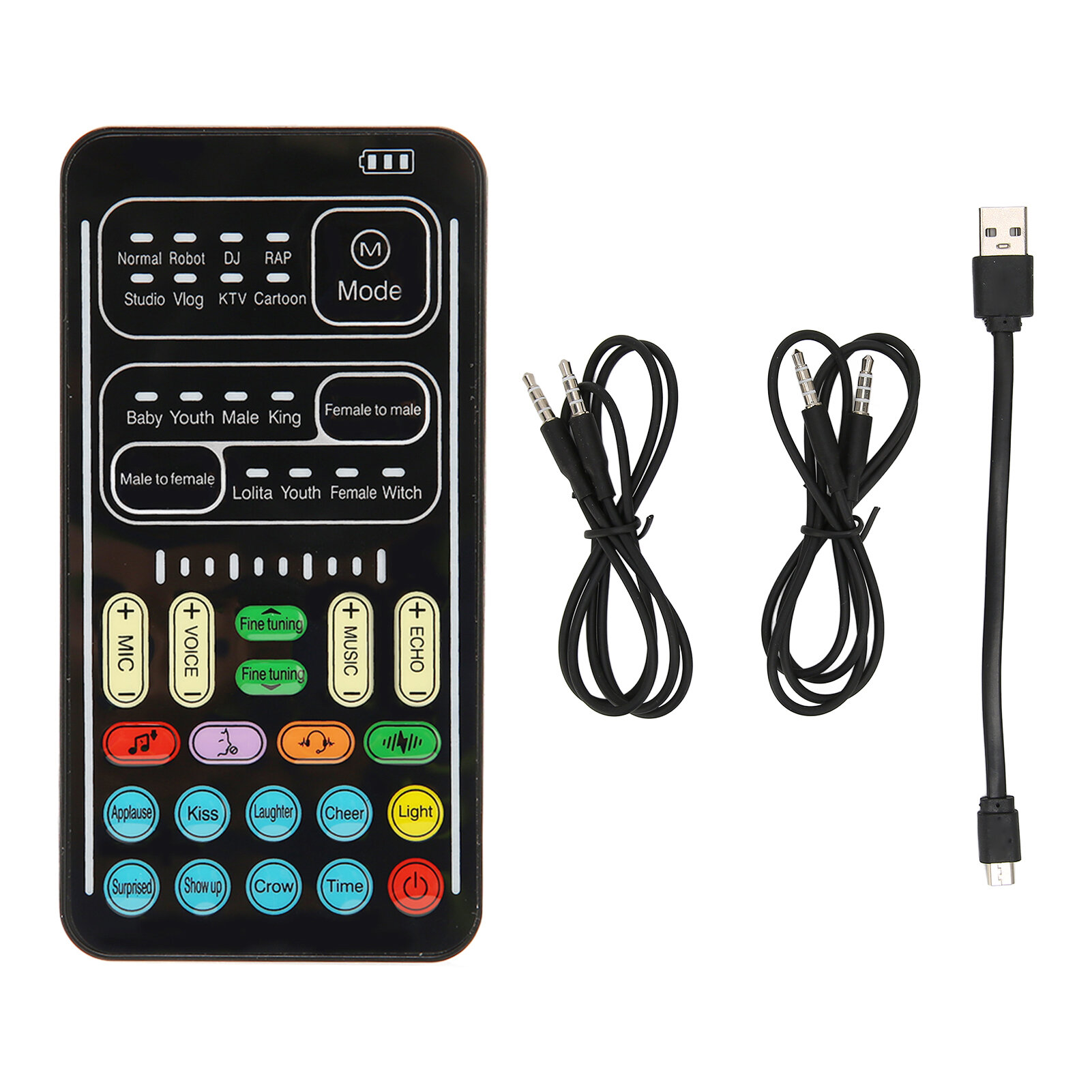 Voice Changer PC 450mah 5V Многофункциональный портативный Sound Changer Мини-звуковая карта для мобильных телефонов Компьютерные игровые устройства I9 English Edition