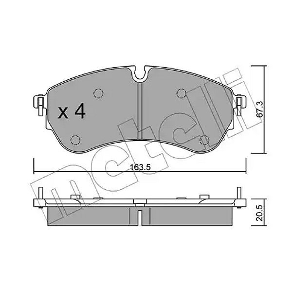 METELLI 22-1173-0 колодки дисковые передние, VW crafter, man tge 2.0tdi 16