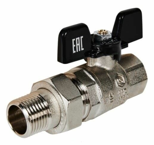 Кран шаровой с американкой STOUT 1/2" бабочка ГОСТ (полнопроходной)