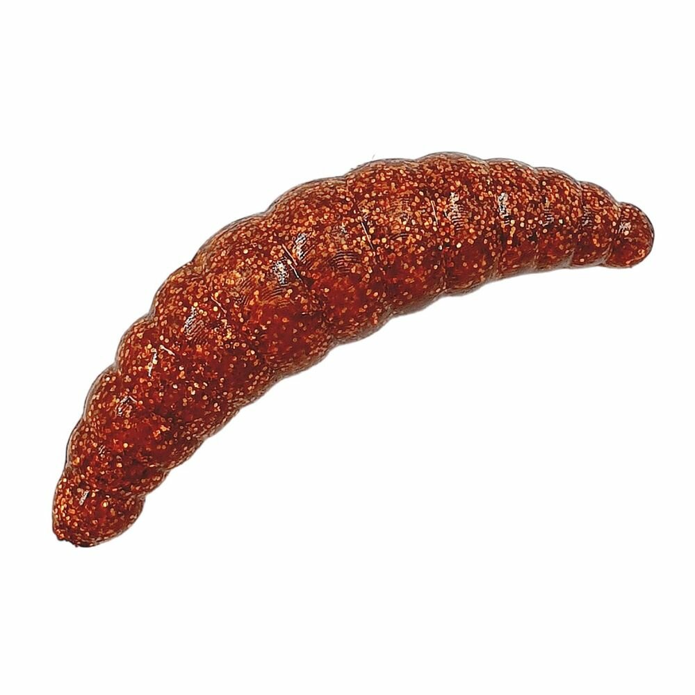 Силиконовые приманки на форель Cool Place Maggot тонущие 1.6, коричневый с блесткой, сыр / Форелевые приманки Кул Плэйс