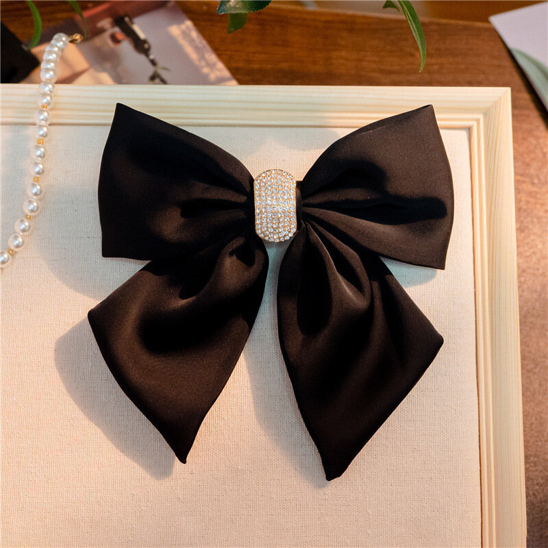 Зажим для волос "Бриллиантовый бант", черный, корейский