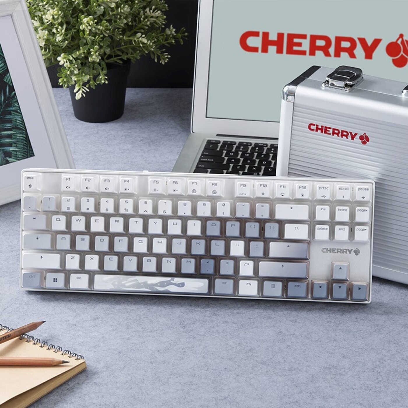 Беспроводная клавиатура CHERRY MX8.2Xaga Obsidian, совместимая с системой MAC, белая серебристая клавиатура axis