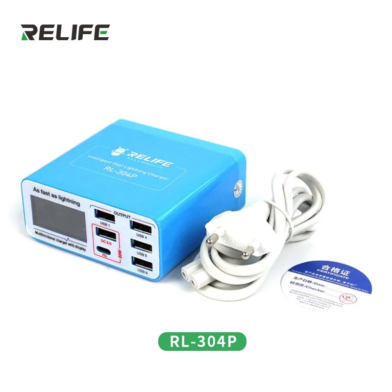 RELIFE RL-304P USB зарядное устройство с дисплеем, синий