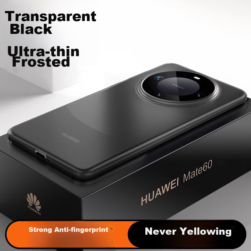 EDDGA Phone Case for Huawei Mate60, Ultra-Thin Frosted Semi-Transparent Full Lens Protection Anti-Drop Skin-Friendly Cover [Translucent Black]