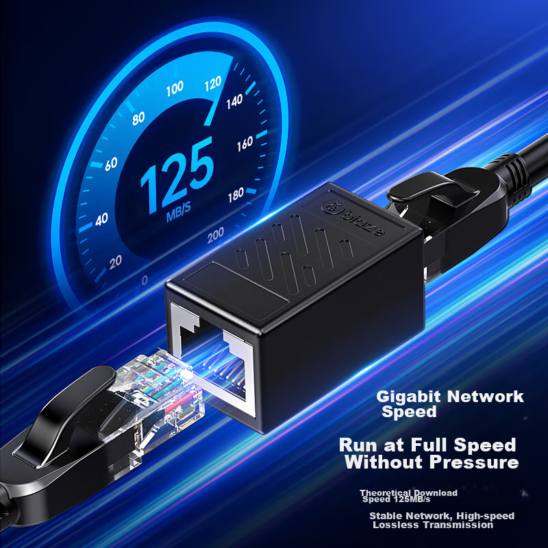 Biaze Network Cable Adapter Connector, Network Straight-Through Head RJ45 Network Port Connector, Double-Through Head Module Network Cable Extender 8P8C, Pack of 10