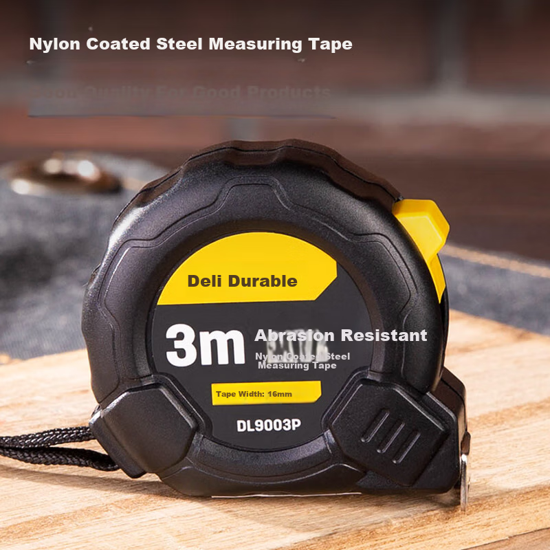 Deli Nylon Coated Steel Tape Measure 3mx16mm Drop-resistant Steel Ruler Measuring Tape