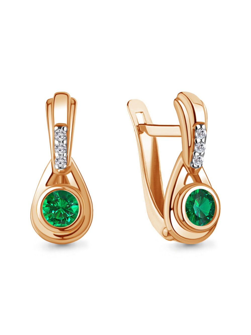 Серьги, серебро, 925 проба, фианит, изумруд синтетический