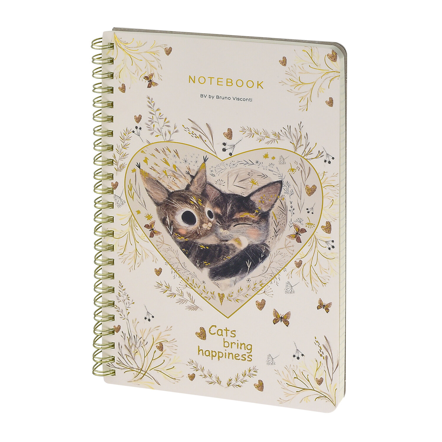 Bruno Visconti Тетрадь А5 в клетку на пружине "котики приносят счастье"/ тетрадь общая 60л. на спирали арт.7-60-201/23