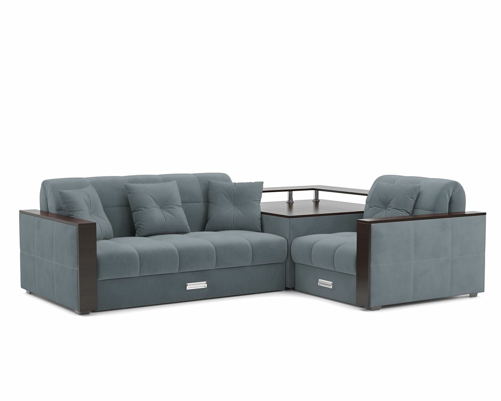 Диван угловой Mebel-ars Прага Велюр серо-синий HB-178 26 Размеры: Высота 830мм Глубина 1840мм Ширина 2570мм