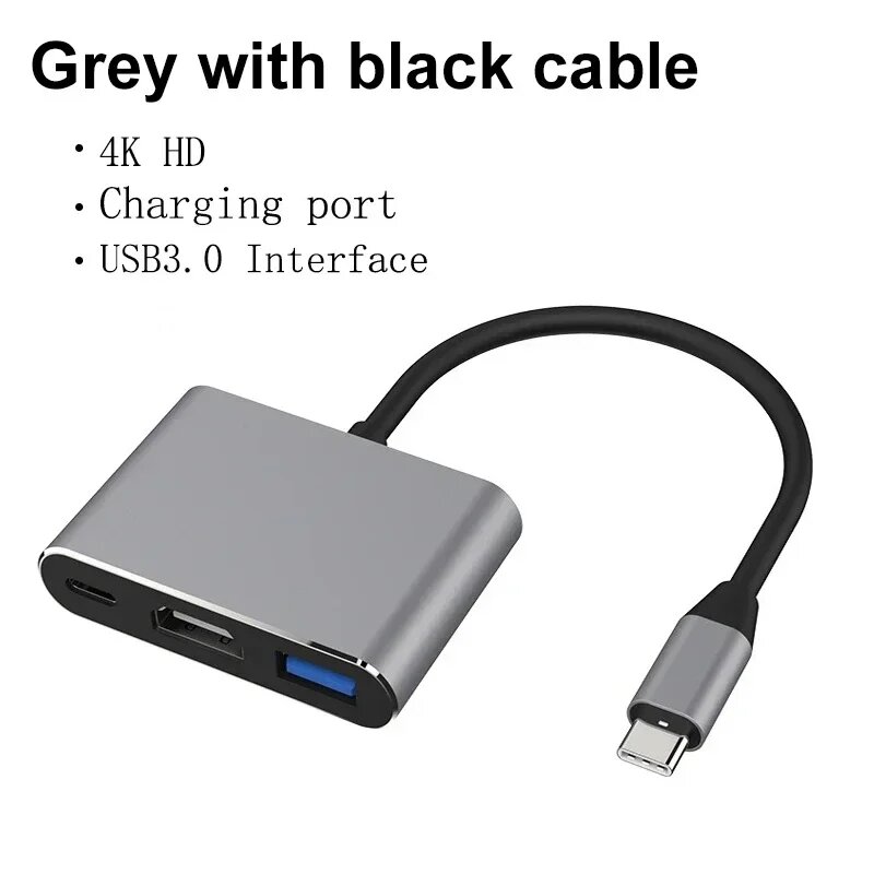 JIESEMWER 3 IN 1 USB C to HDMI-Compatible Adapter