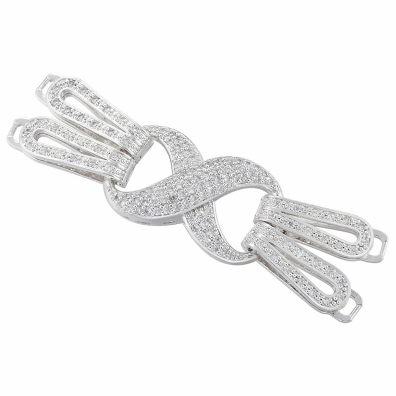 Ослепительная циркония DIY Clasps Настраиваемое украшение для индивидуальных браслетных конструкций, Белое золото - VK186