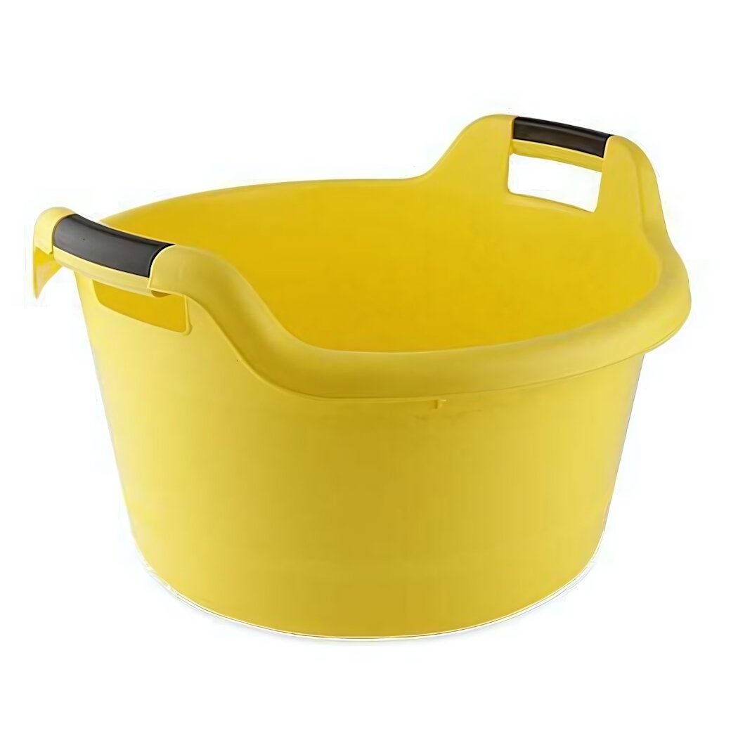 Таз пластиковый круглый 20л, с ручками, цвет желтый, материал полипропилен