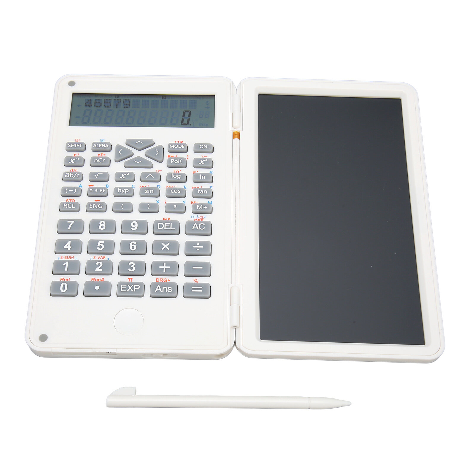 Калькулятор с блокнотом портативный 10 цифр дисплей ЖК научный для школы офиса совещаний семьи белый размер блокнота 6 дюймов материал ABS+LCD батарейка CR2025 емкость 170 мАч размер продукта 150x90x15 мм количество цифр 10+2 бит