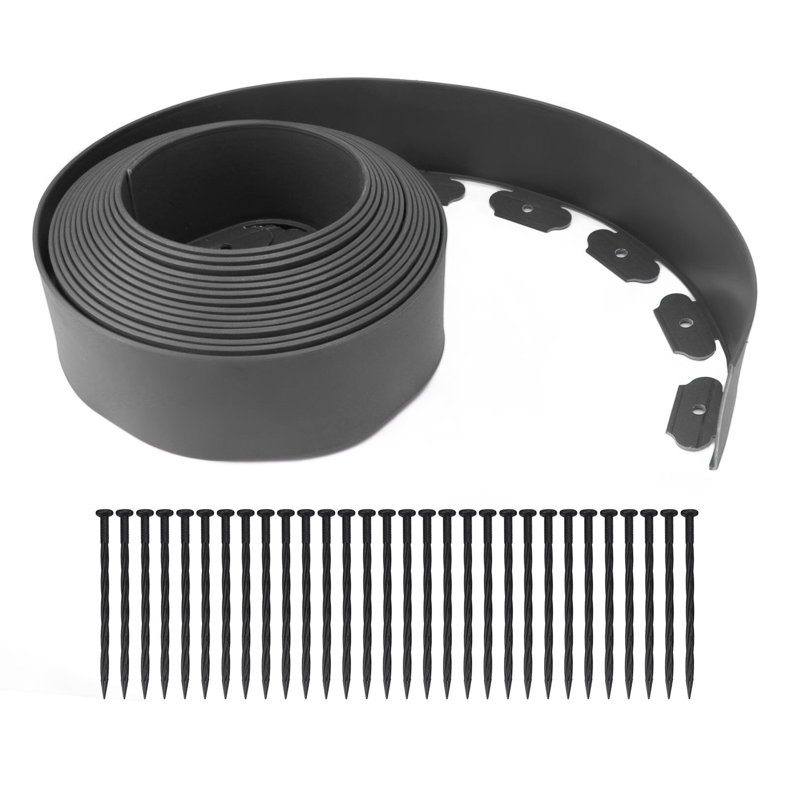 Пейзажная набор для окантовки PE NO DIG DIG WALL GARDEN GRODE с кольями для газонного цветочного кровати трава двор серый 10x5x1000 см/3,9x2,0x393.7in