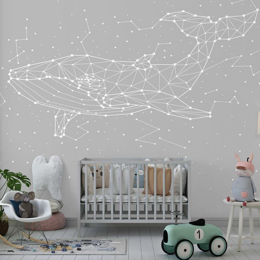 Фотообои Созвездие кит 14-301-S-Холст 270 x 200 см (ВхШ) Бесшовные, флизелиновые, влагостойкие обои MasterFresok