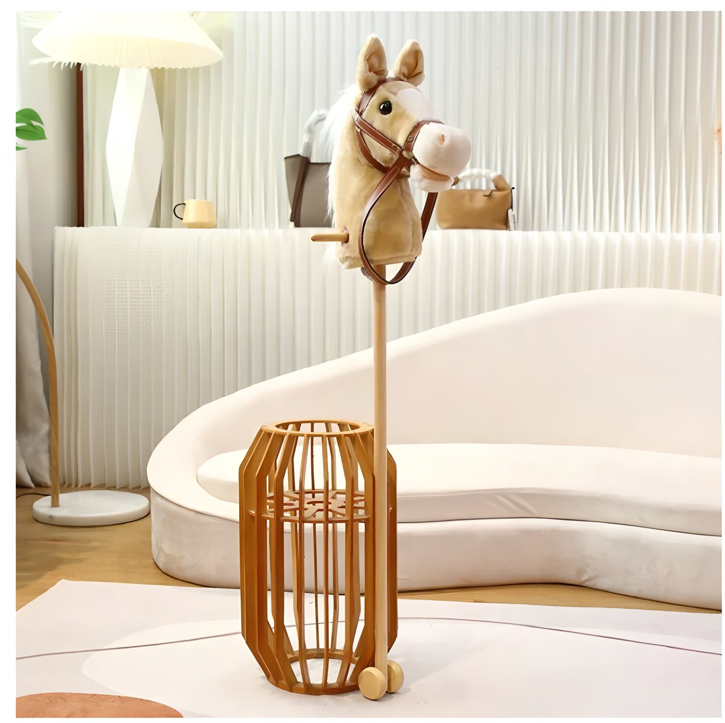 Игрушка для детей "Голова лошади", музыкальная, дерево, 90см, желтый цвет