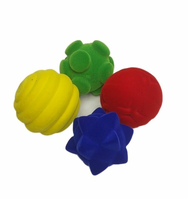 Мячики Rubbabu разноцветные, из каучука, от 1 года, 4 шт