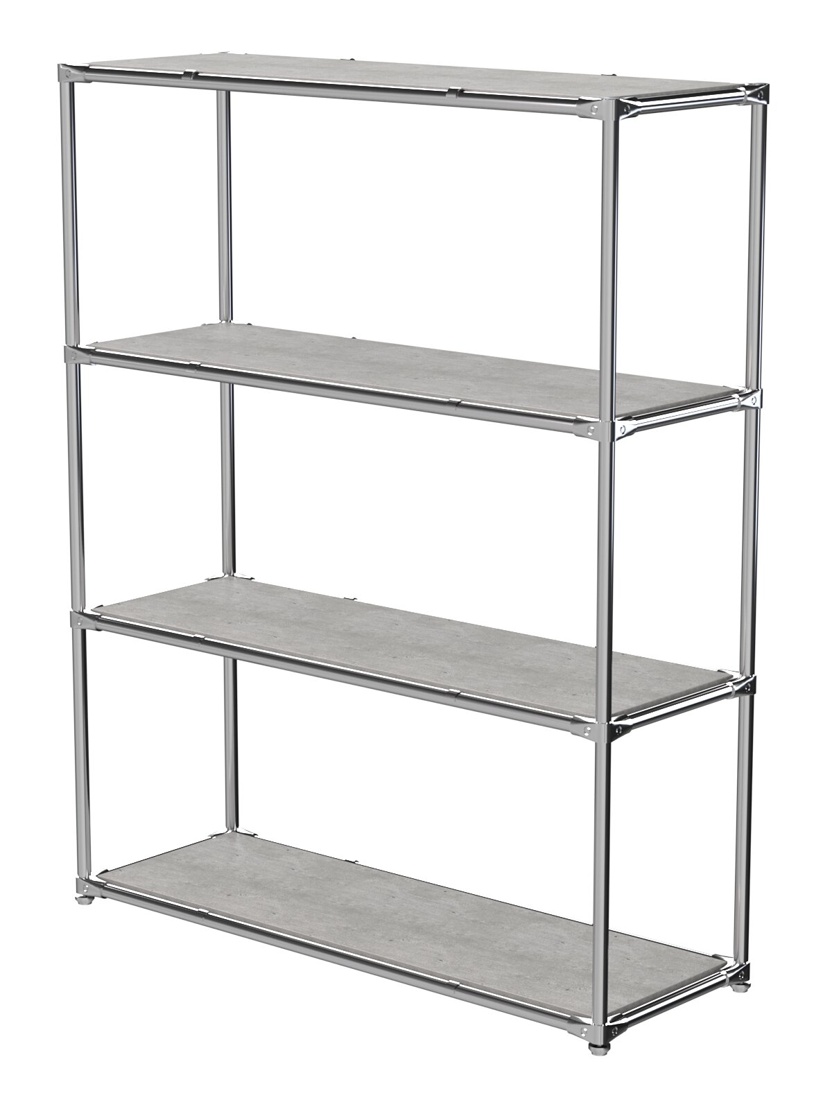 Торговый хромированный стеллаж с полками ДСП №7, Метрополитан Грей