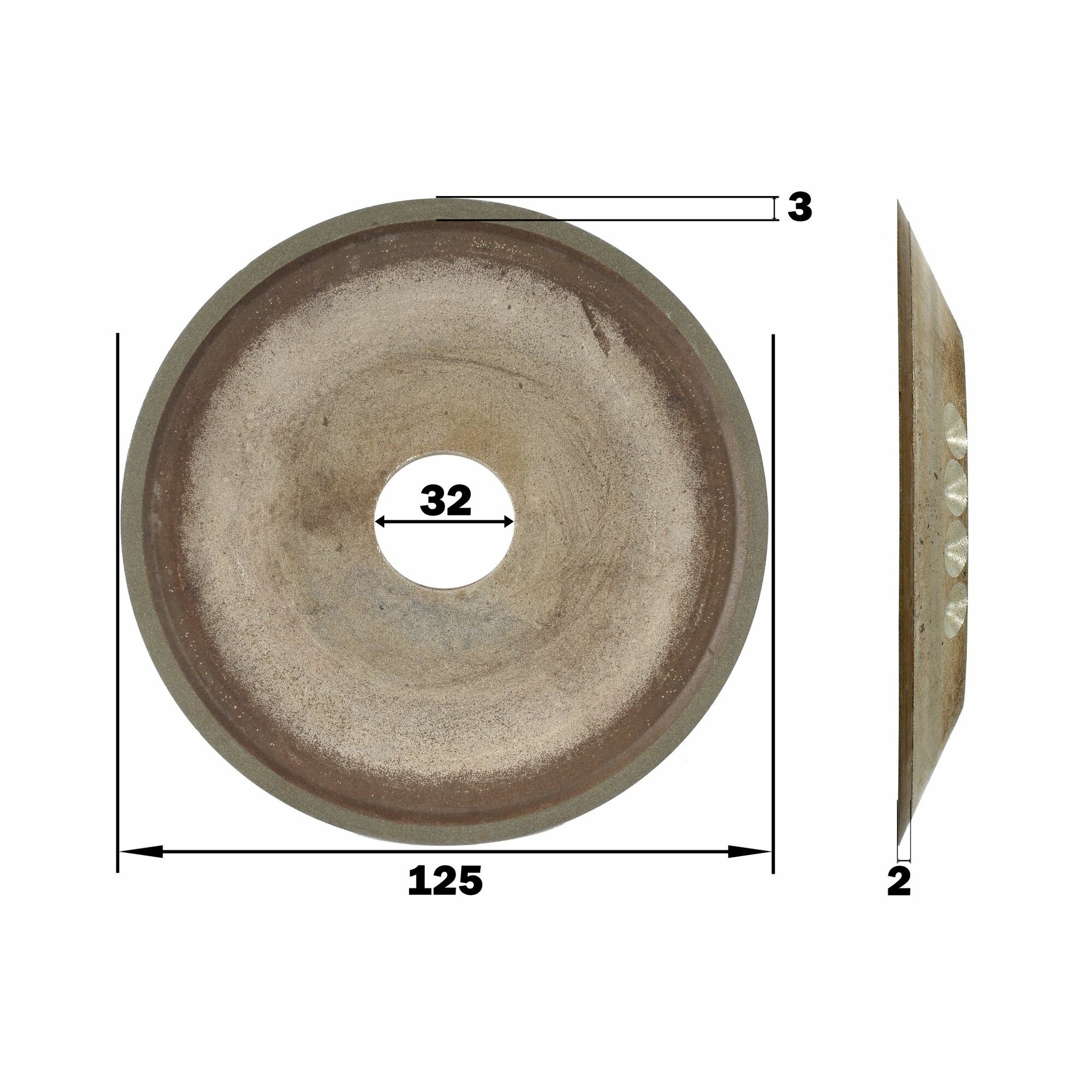 Круг шлифовальный алмазный 12R4 125х3х2х20 мм 100/80 АС6 В2-01 100%