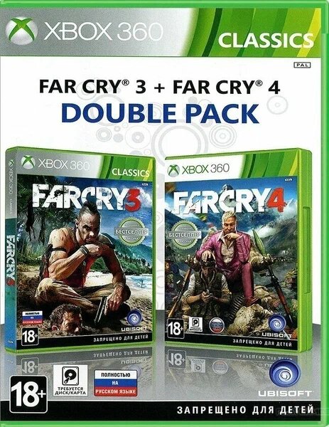 Уценка!!! Игра Far Cry 3 + Far Cry 4 Double Pack (Xbox 360, русская версия)