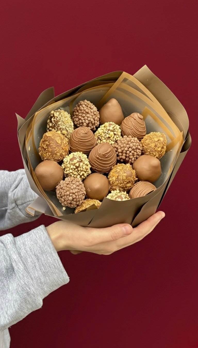 Букет из клубники в шоколаде, 19 ягод, в подарочной упаковке