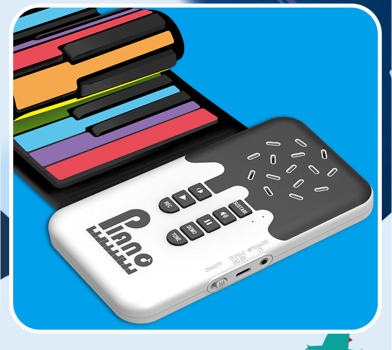 Детское пианино электронное музыкальное гибкое 49 клавиш, 128 тонов