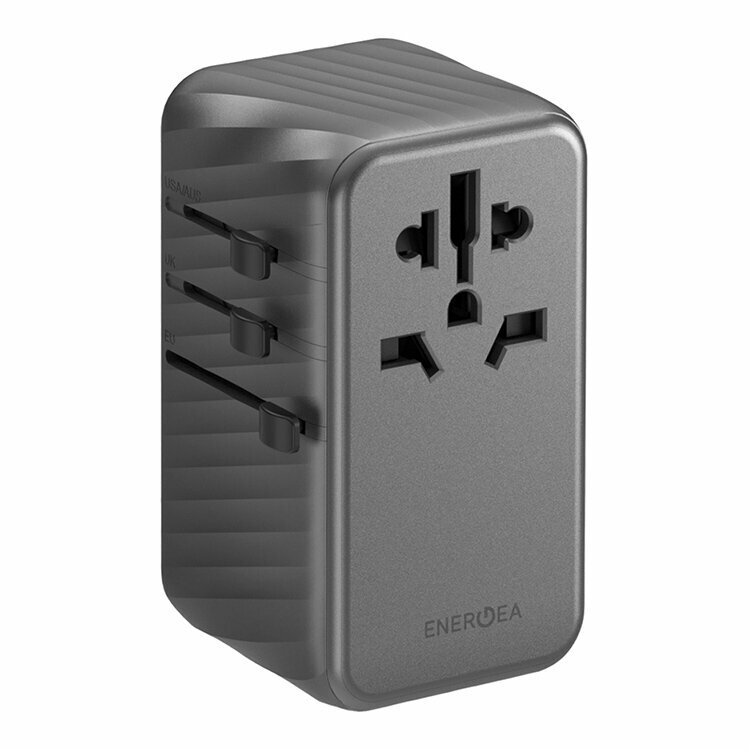 Energea СЗУ TravelWorld adapter GaN 120, 3USB-C + 1USB-A, PD120W, Gunmetal