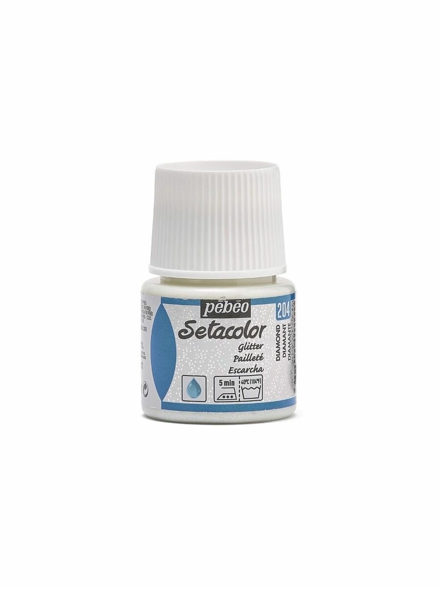 Краска для светлых тканей с микро-глиттером Pebeo Setacolor 45 мл, бриллиант