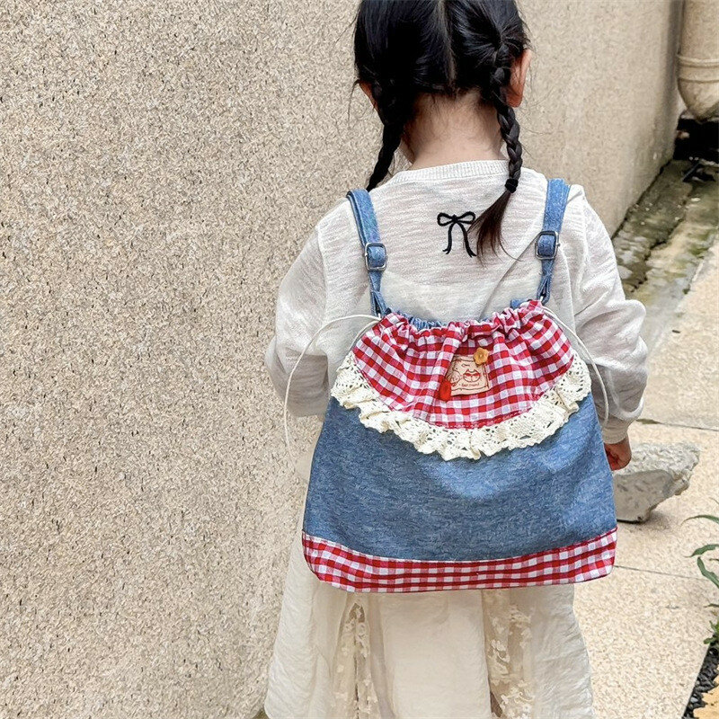 Spired nylon lace small backpack with drawstring closure for casual day trips brown — фото 1