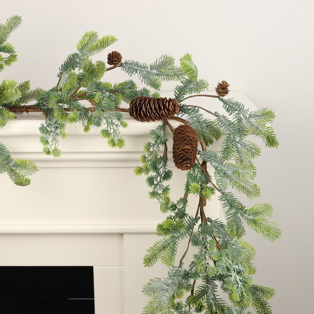 Хвойная гирлянда с шишками Ганна 150 см, литая 100%, TreeDeLuxe, 87360