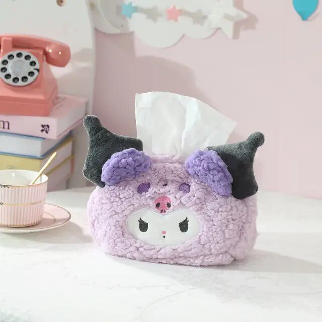Мультяшная коробка Sanrio, для хранения салфеток с булочкой, плюшевая, для девочек