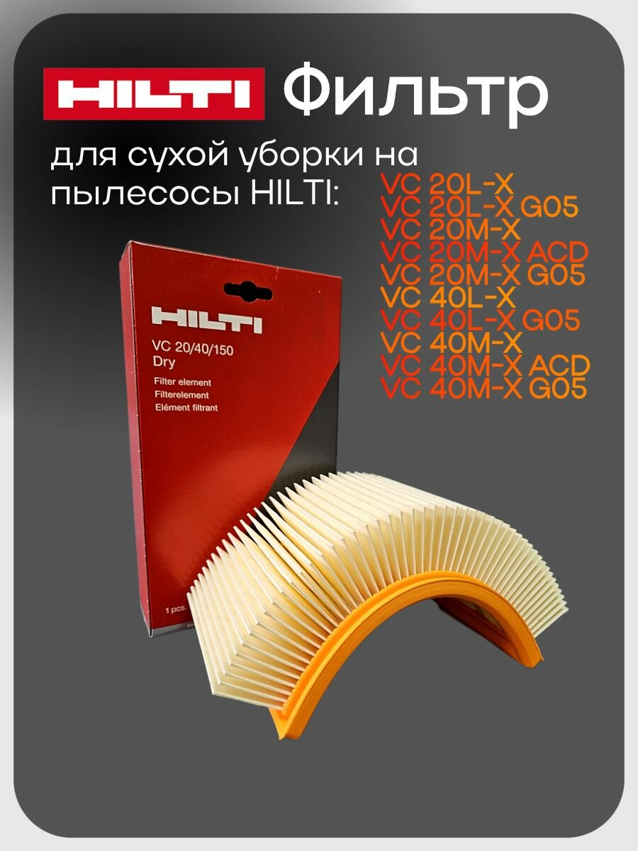 Фильтр для пылесоса Hilti Dry VC 20/40/150 для сухой уборки, бумажный