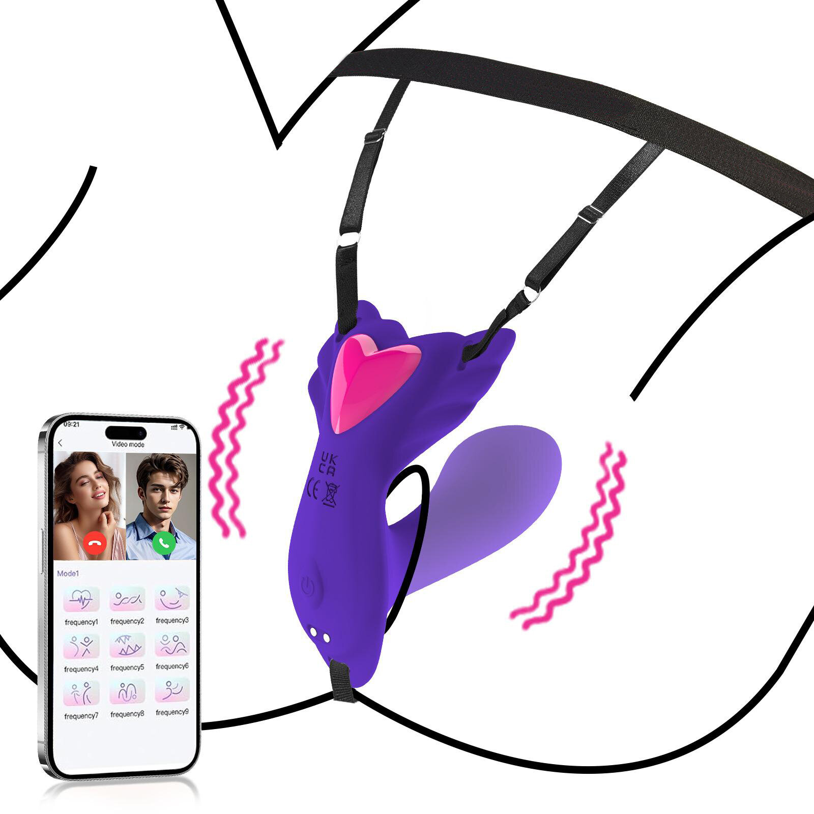 Вибратор в трусики, с приложениием, силиконовый, фиолетовый