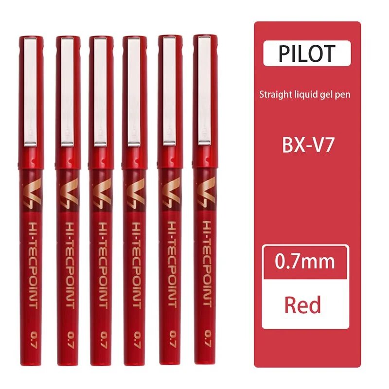 Гелевые ручки Pilot Hi-Tecpoint BX-V7 0.7 мм, красные, набор 6 шт