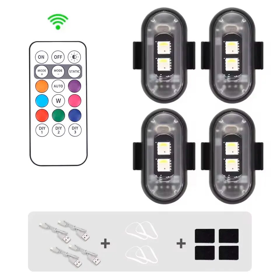 4шт RGB светодиодный стробоскоп для авто/вело/мото