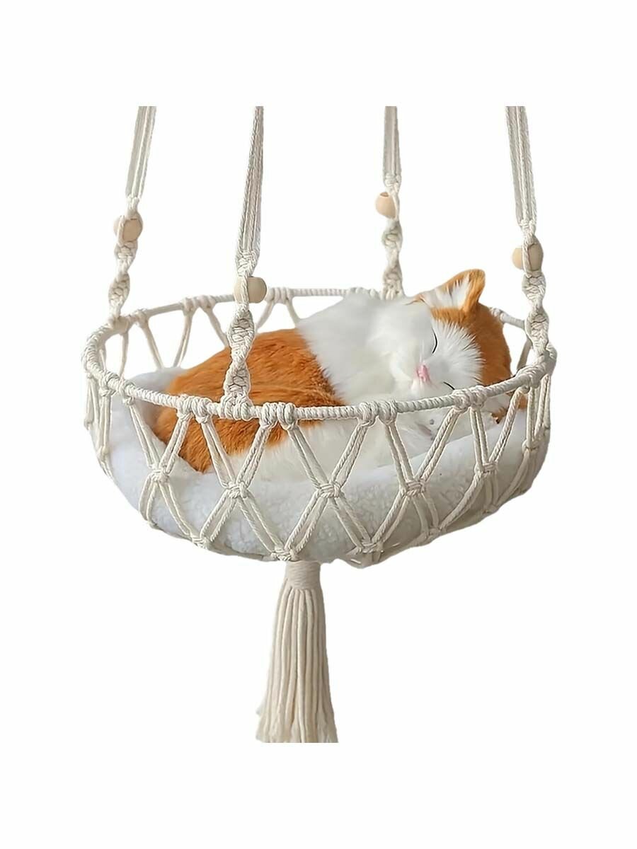 Гамак лежанка для кошек подвесная, вязаная, текстиль, 90cм