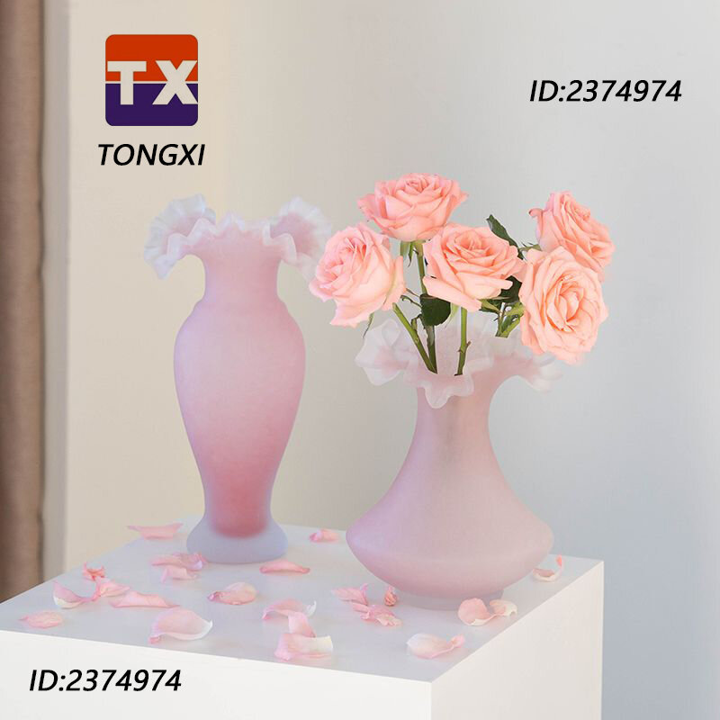 Средневековая французская цветочная композиция-ваза из розового стекла-украшение для дома