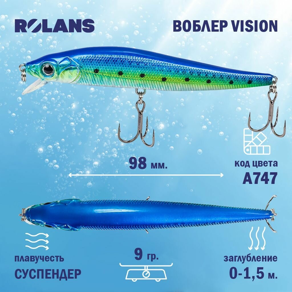Воблер Rolans Vision 98 SP (Длина (мм) 98; Вес (гр.) 9 / A747)