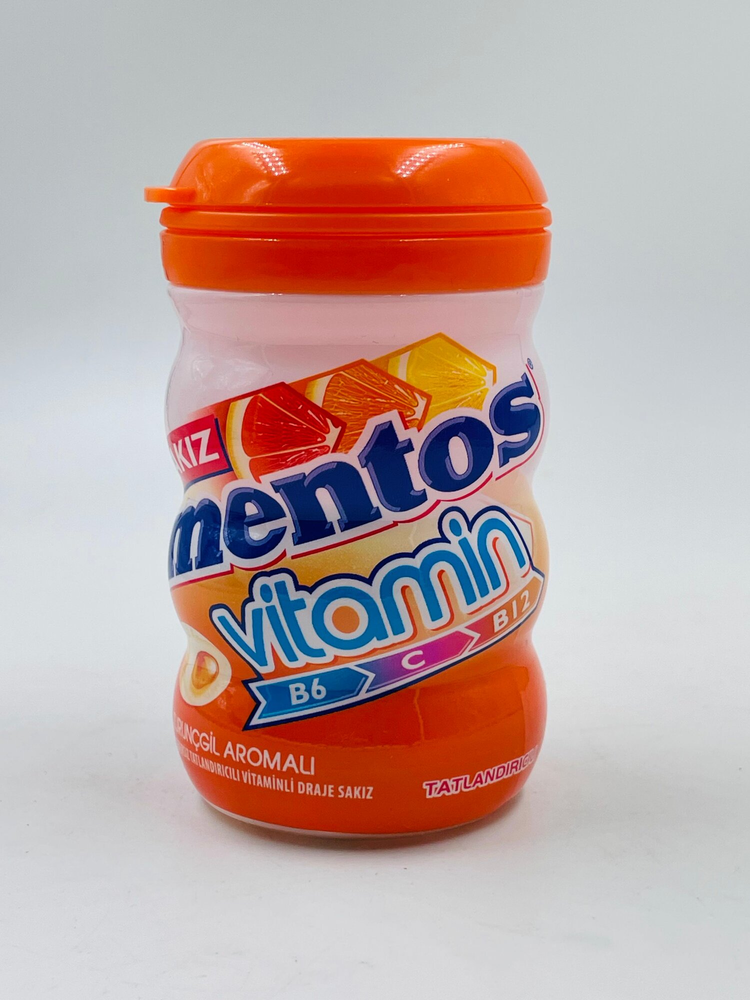 Жевательная резинка Mentos с цитрусовым вкусом и витаминами В6, В12 и С, без сахара 90 г (Турция)