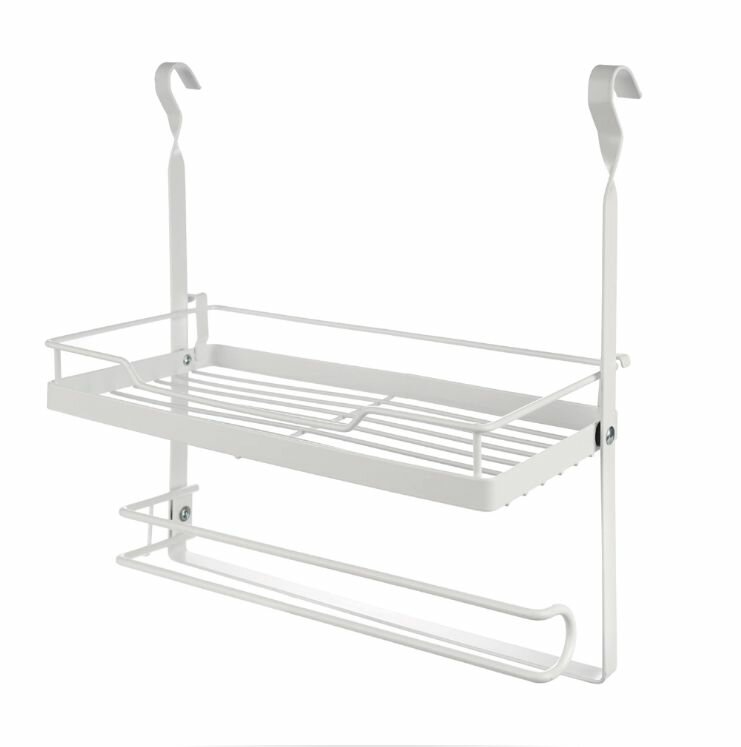 Полка для рейлинга KITRO с держателем для полотенца белая