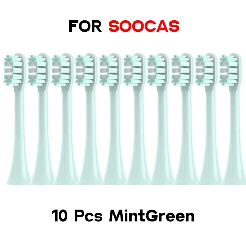 Насадки для зубной щетки SOOCAS 10 шт, мягкие, DuPont 10MintGreen